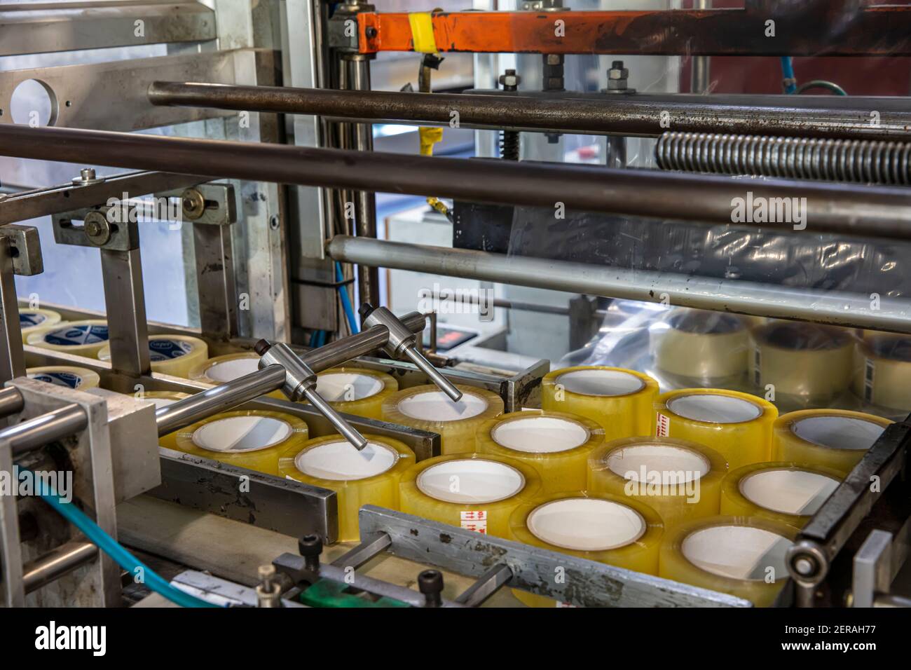 Packing tape factory. Production of duct tape. Strapping Machine for ...
