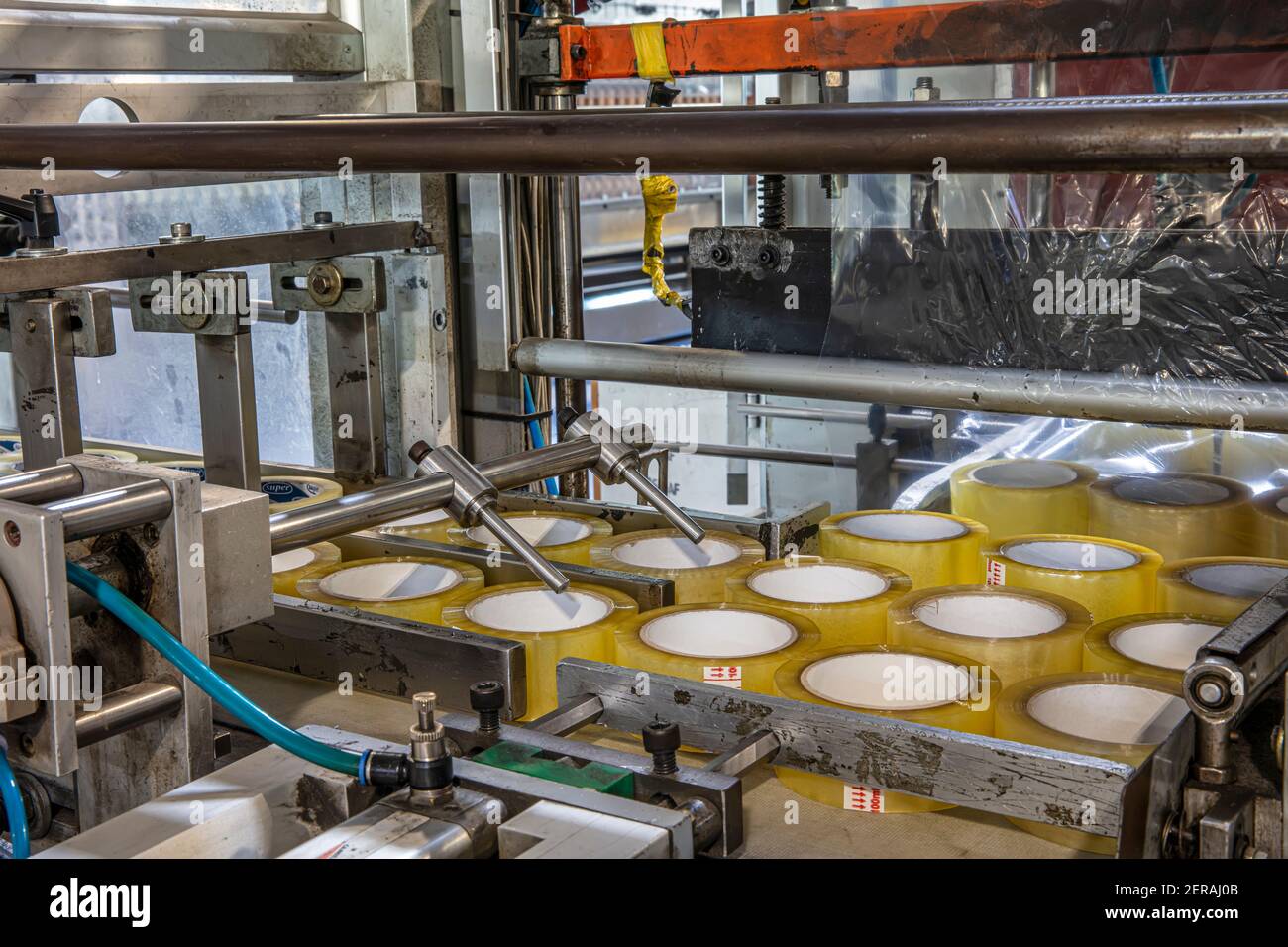 Packing tape factory. Production of duct tape. Strapping Machine for ...