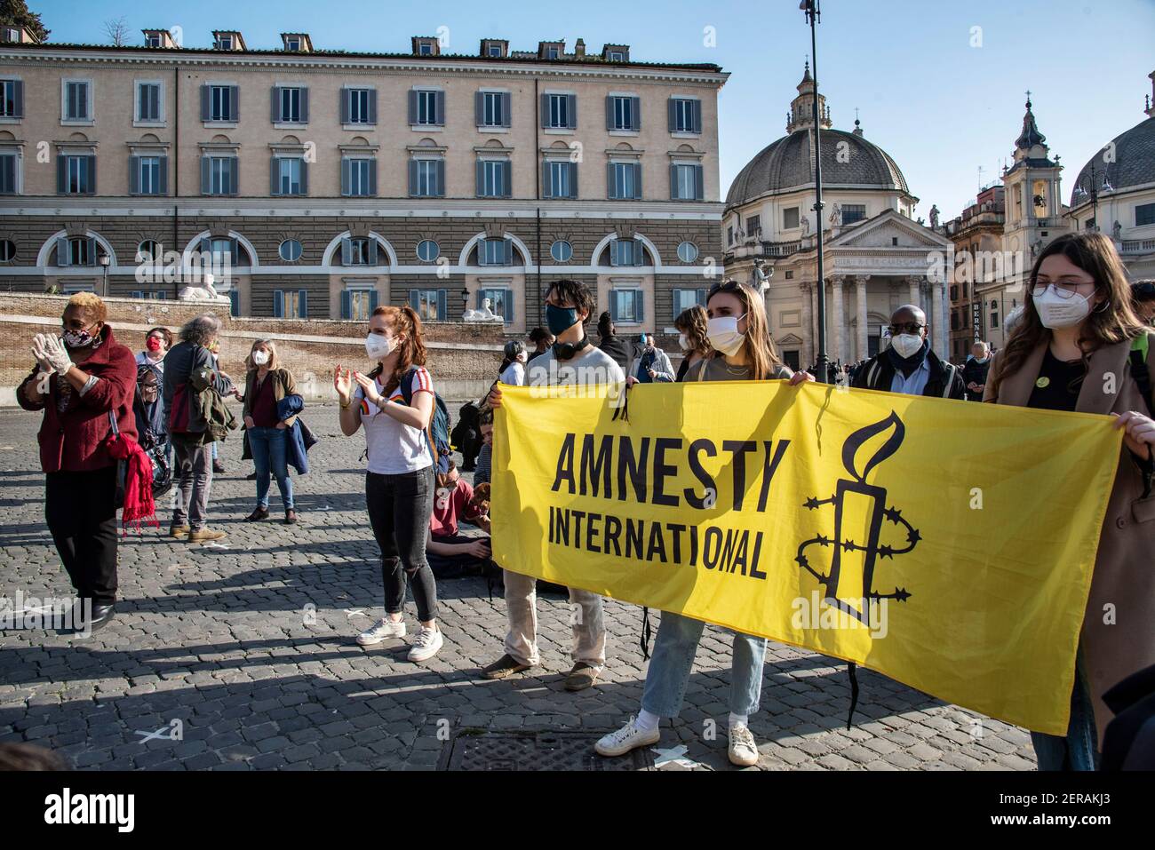 Rome, Italy. 28th Feb, 2021. Black Lives Matter Rome Movement promoted ...