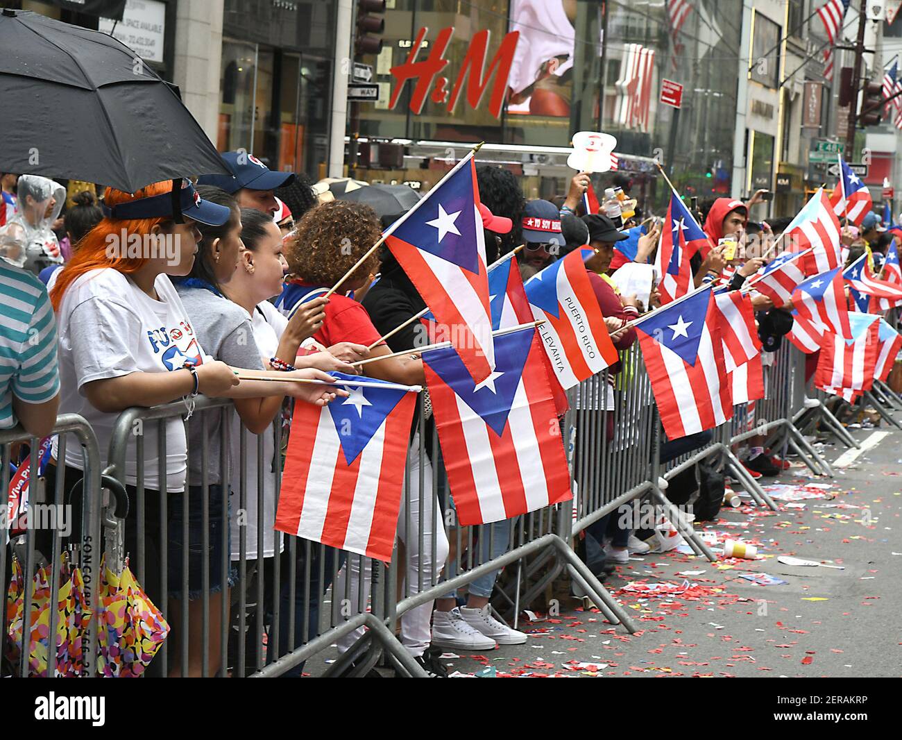 Spectators at the Puerto Rican Parade on Fifth Avenue on June 10, 2018 ...