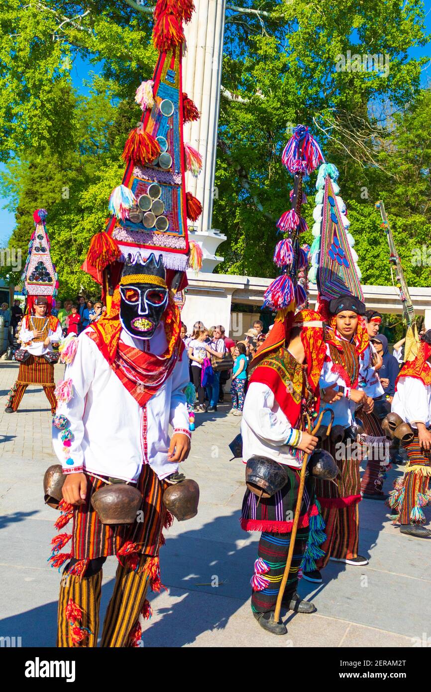 Bulgarian Kukeri at Varna Carnival.Kukeri are elaborately costumed ...