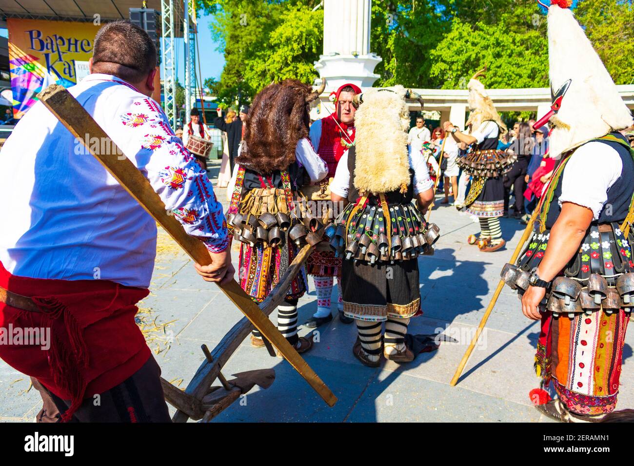 Bulgarian Kukeri at Varna Carnival.Kukeri are elaborately costumed ...