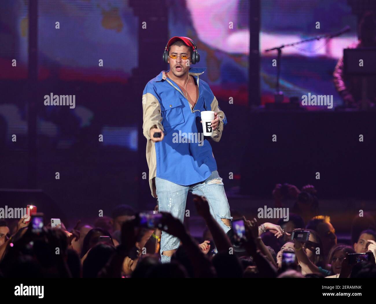 MIAMI, FL - JUNE 9: Bad Bunny is seen performing during the Mix Live ...