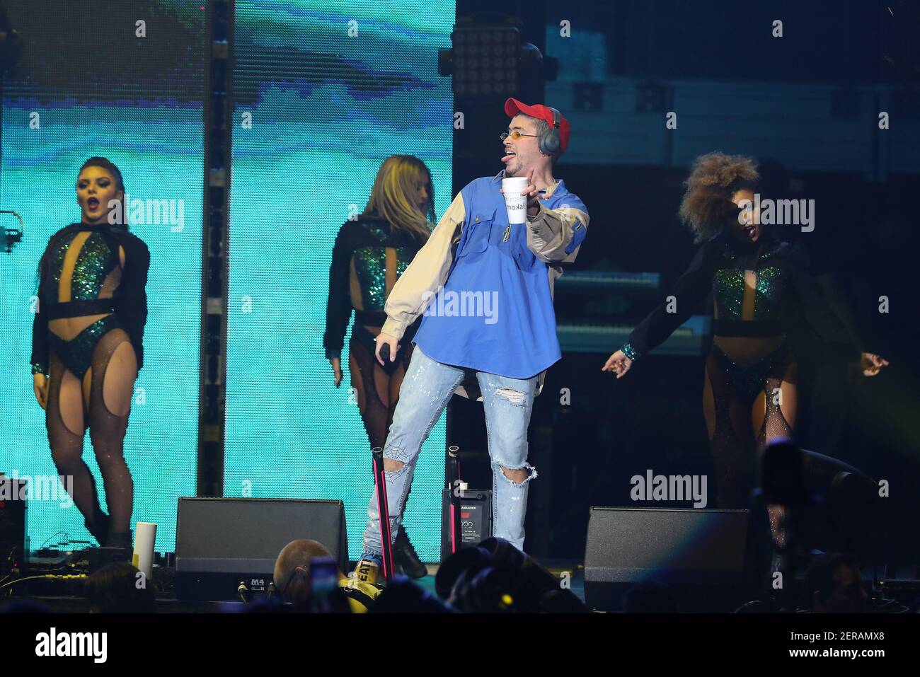 MIAMI, FL - JUNE 9: Bad Bunny is seen performing during the Mix Live ...