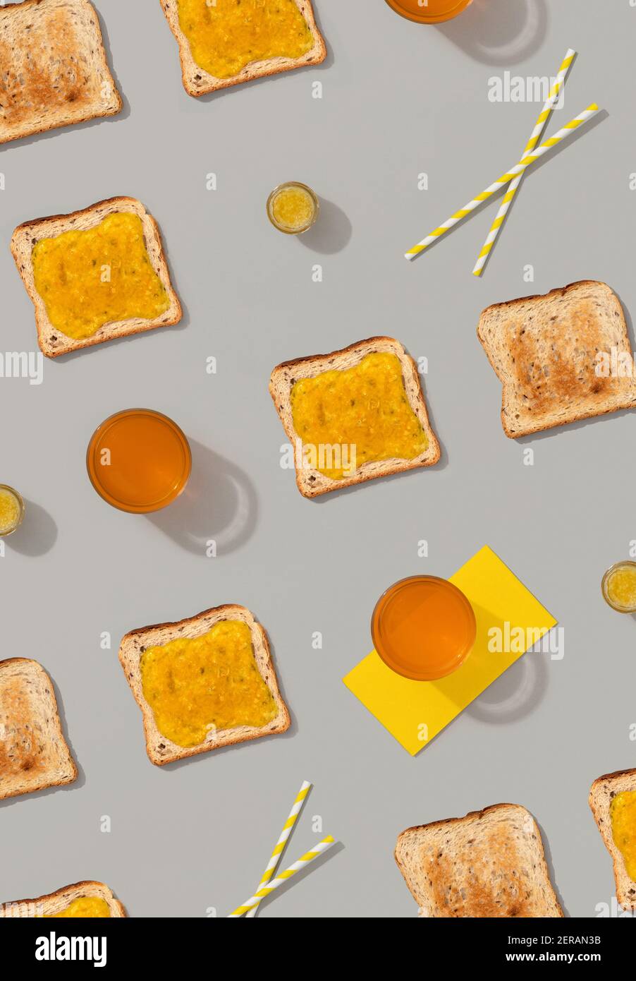 Pattern with toast and lemon jam on gray background Stock Photo - Alamy