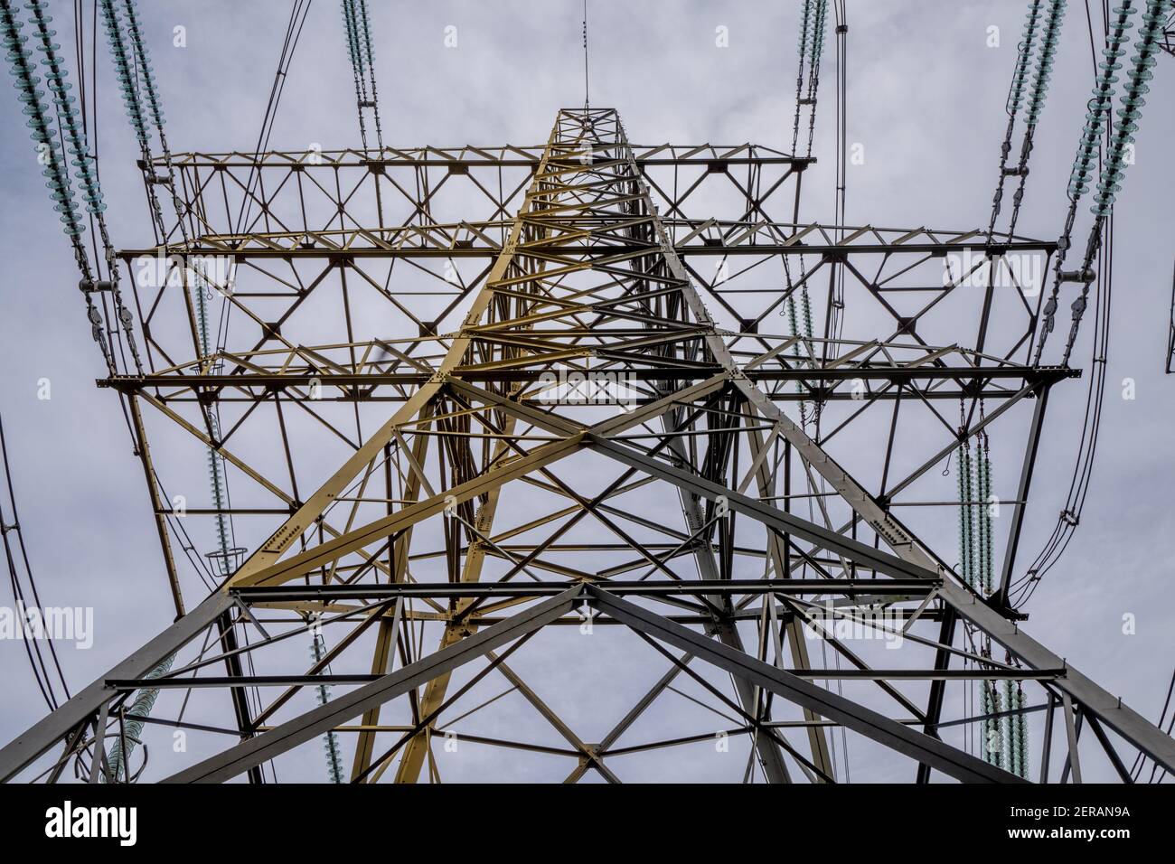 Electricity Tower or Electricity Pylon large steel structure carrying ...