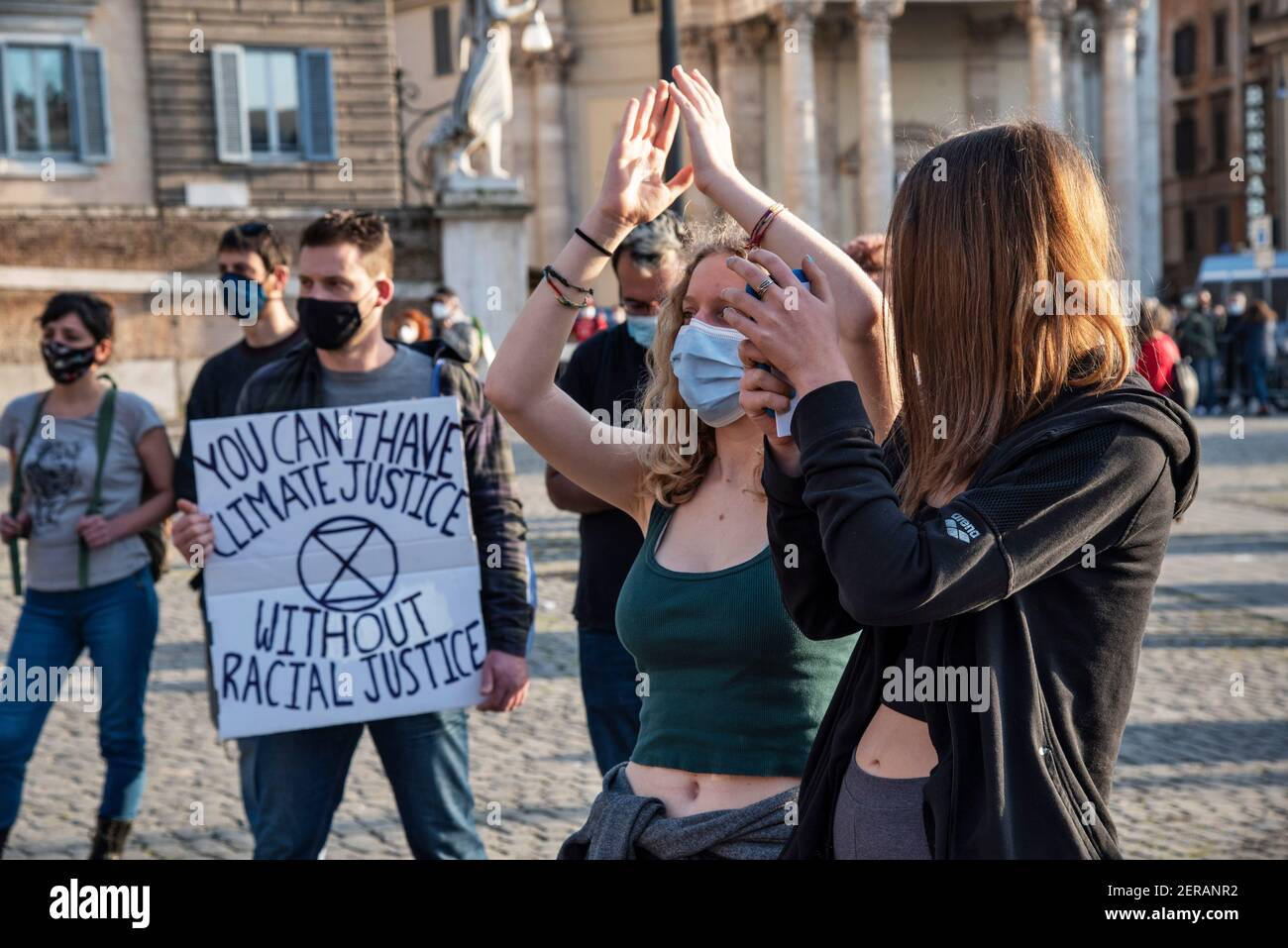 Rome, Italy. 28th Feb, 2021. Black Lives Matter Rome Movement promoted ...