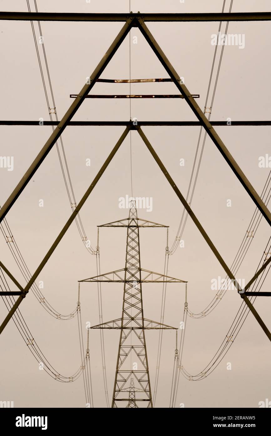 Electricity Tower or Electricity Pylon large steel structure carrying ...