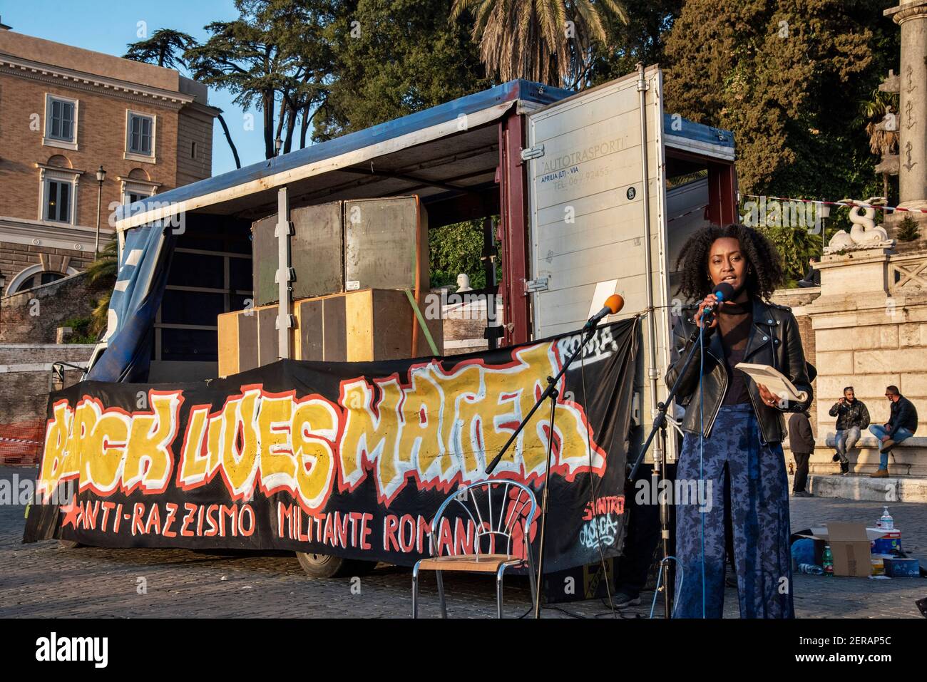 Rome, Italy. 28th Feb, 2021. Black Lives Matter Rome Movement promoted ...