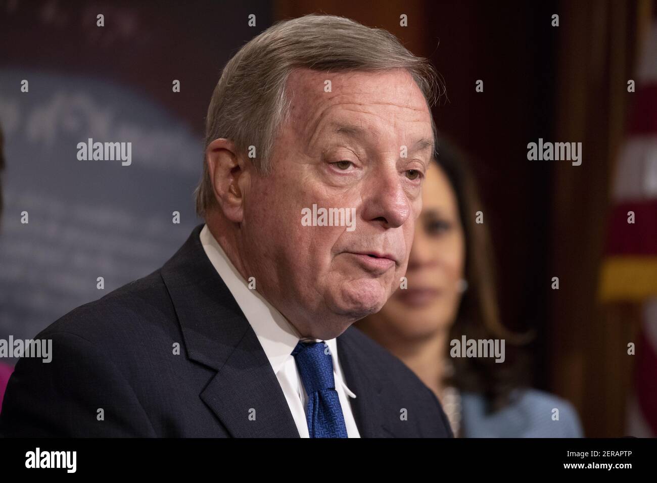 Senator Richard Durbin, Democrat of Illinois, speaks during a press ...