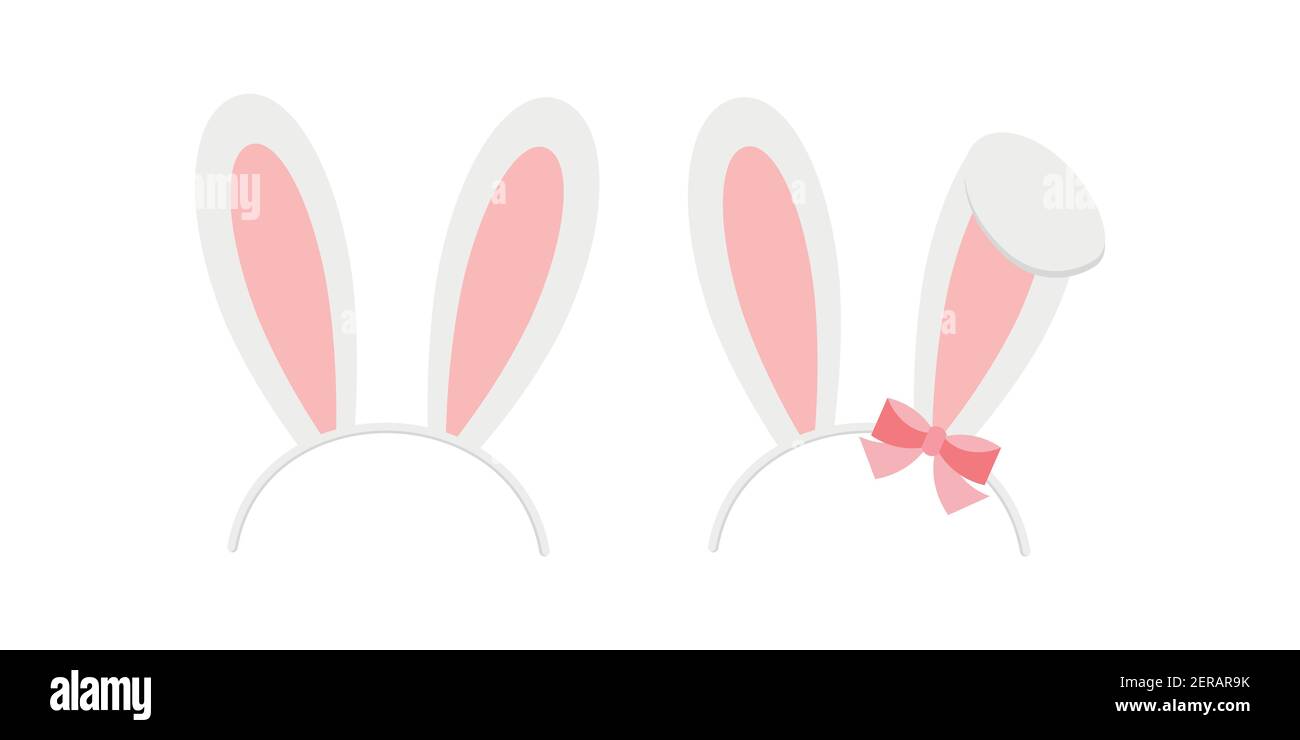 Easter bunny rabbit ears headband vector icon set isolated on white ...