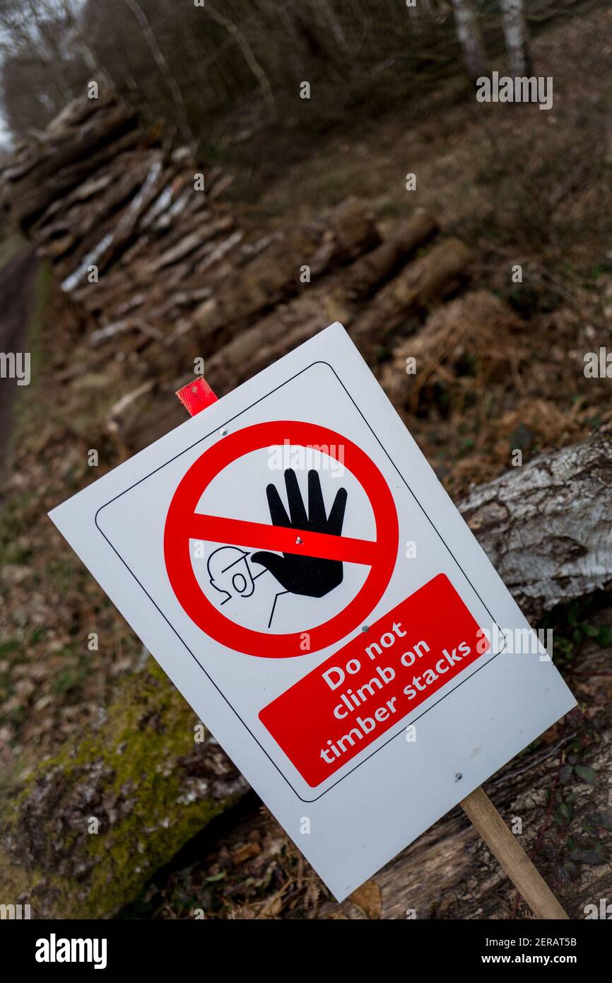 Forestry Commission Health and Safety sign "Keep off Log Stacks Stock ...