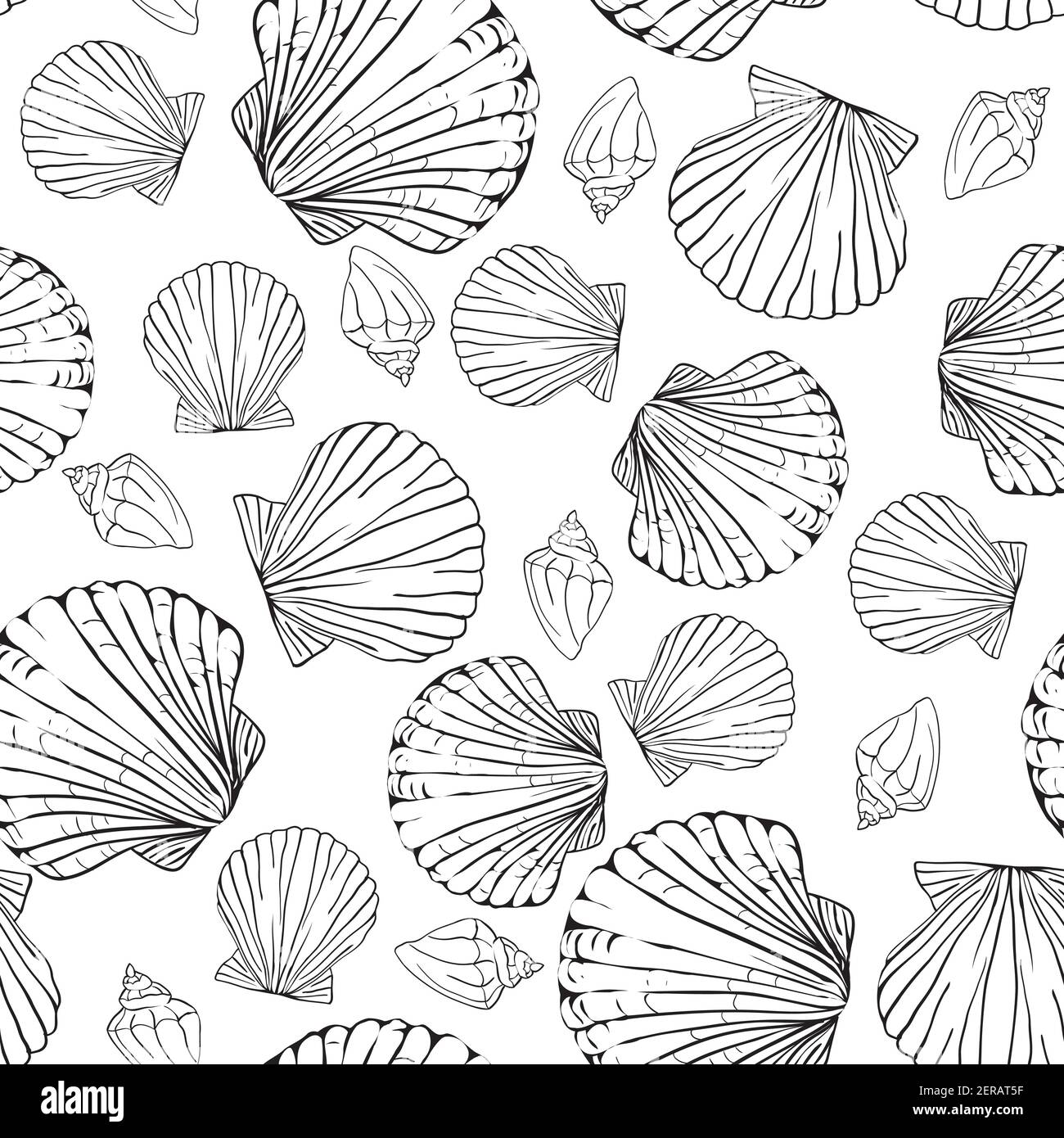 Seashell seamless pattern. Scallop vector background. Vector ...