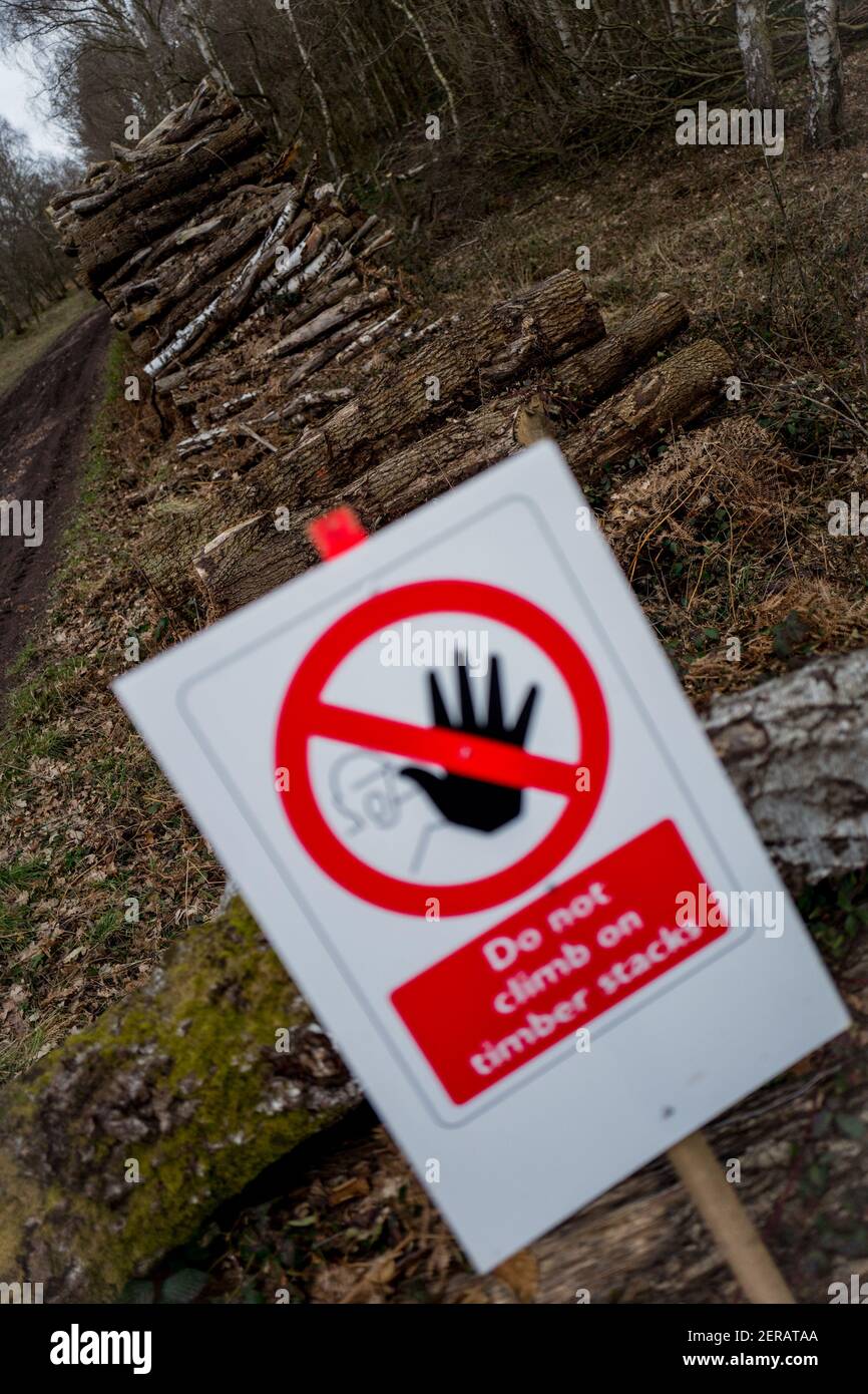 Forestry Commission Health and Safety sign "Keep off Log Stacks Stock ...