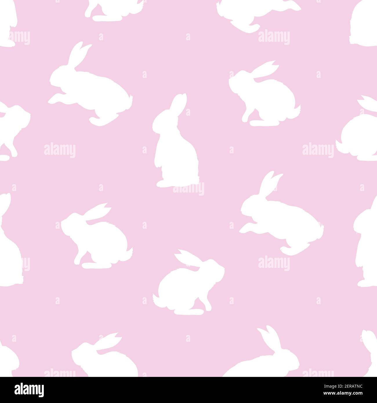 Seamless pattern with cute white rabbits. Vector illustration Stock ...