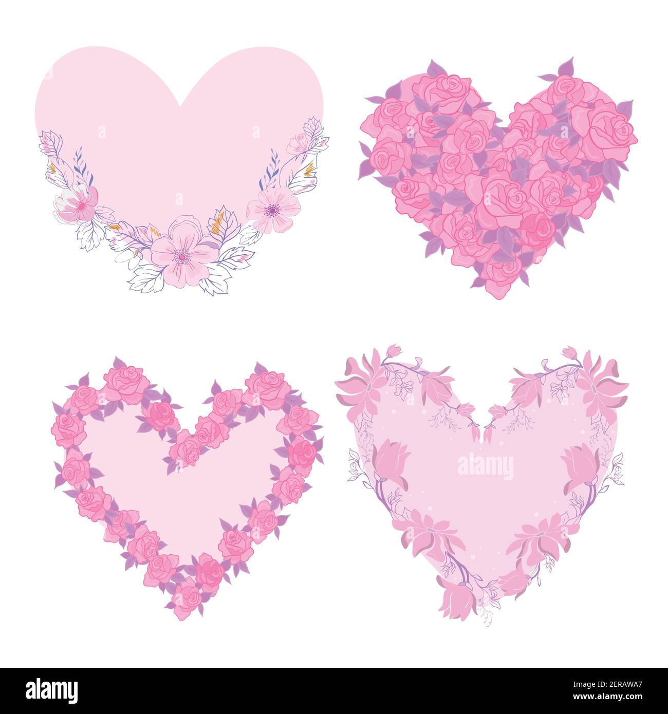 Set of unique hand drawn hearts. Set of vector hand icons. Illustration ...