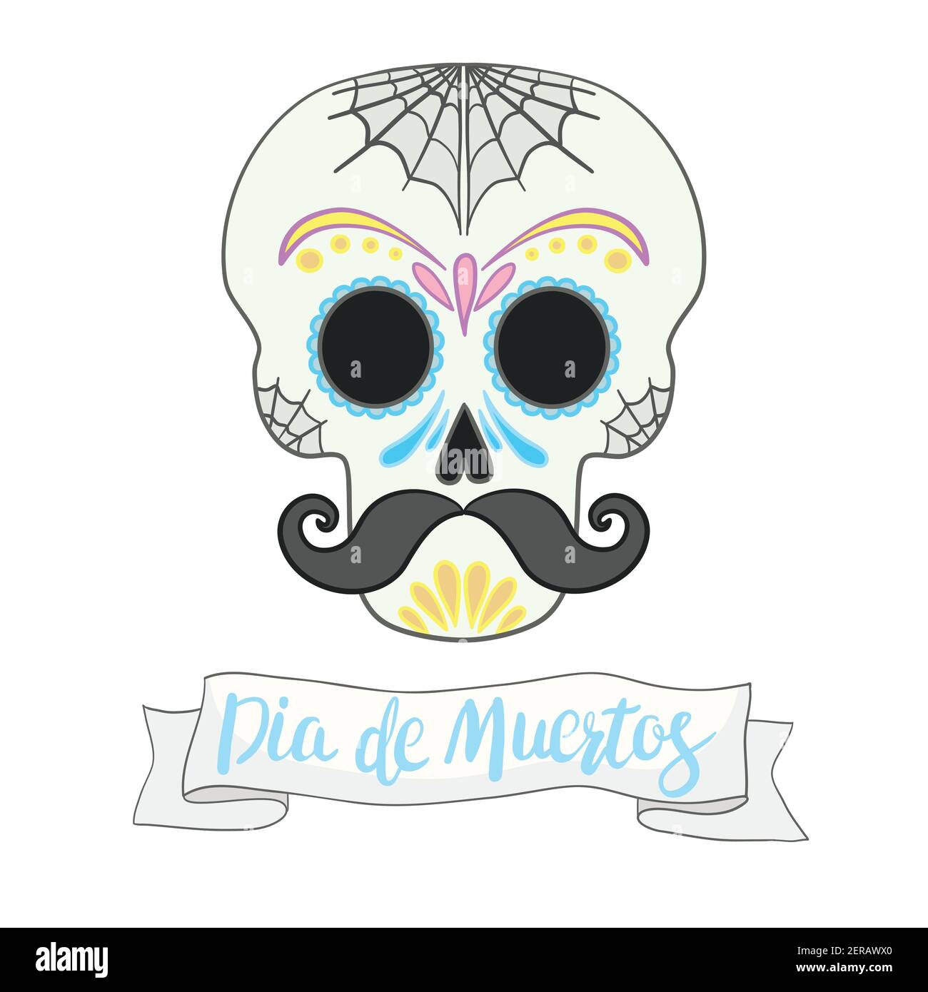 Vector illustration of an ornately decorated Day of the Dead (Dia de ...