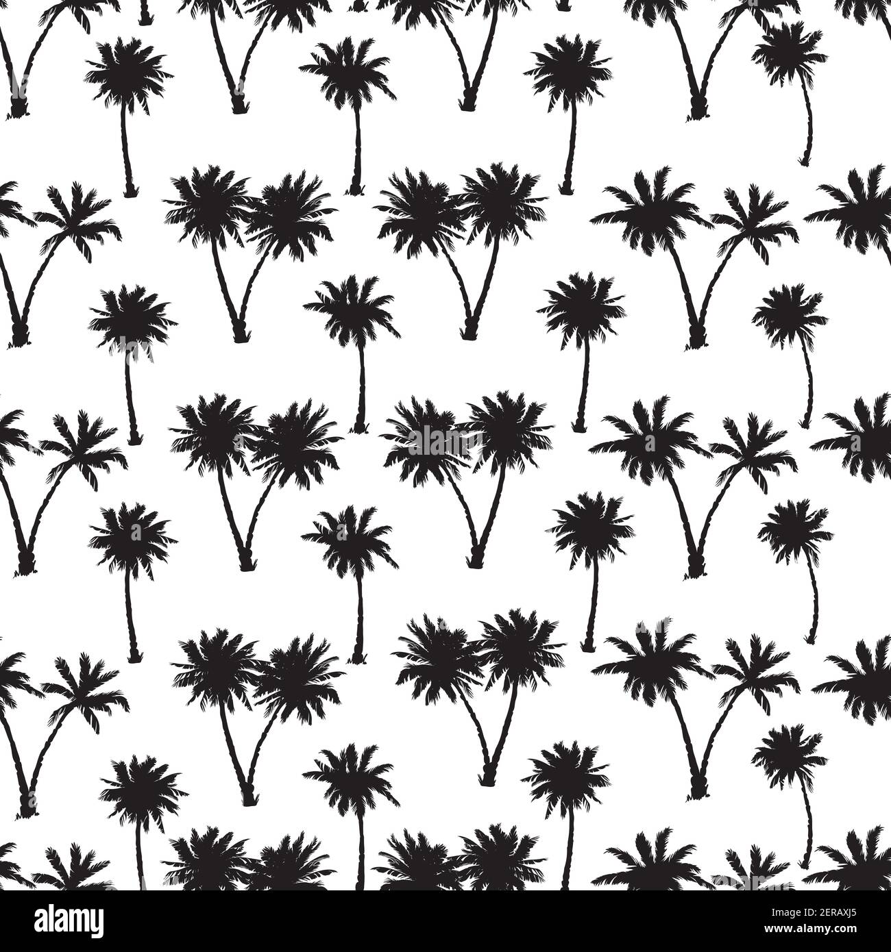 Vector seamless pattern with palm trees black silhouettes isolated ...