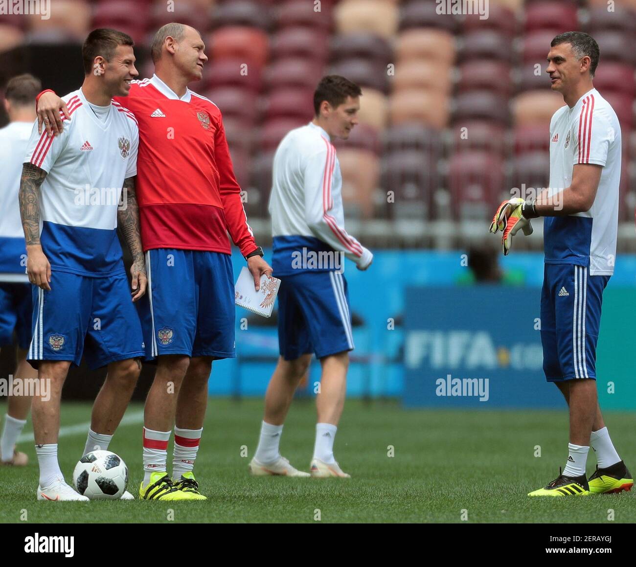 Training of Russian football team during the preparation for 2018 FIFA ...