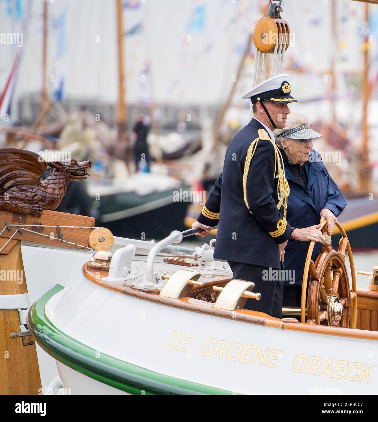 Princess Beatrix sails the Groene Draeck (Green Dragon) during a fleet ...