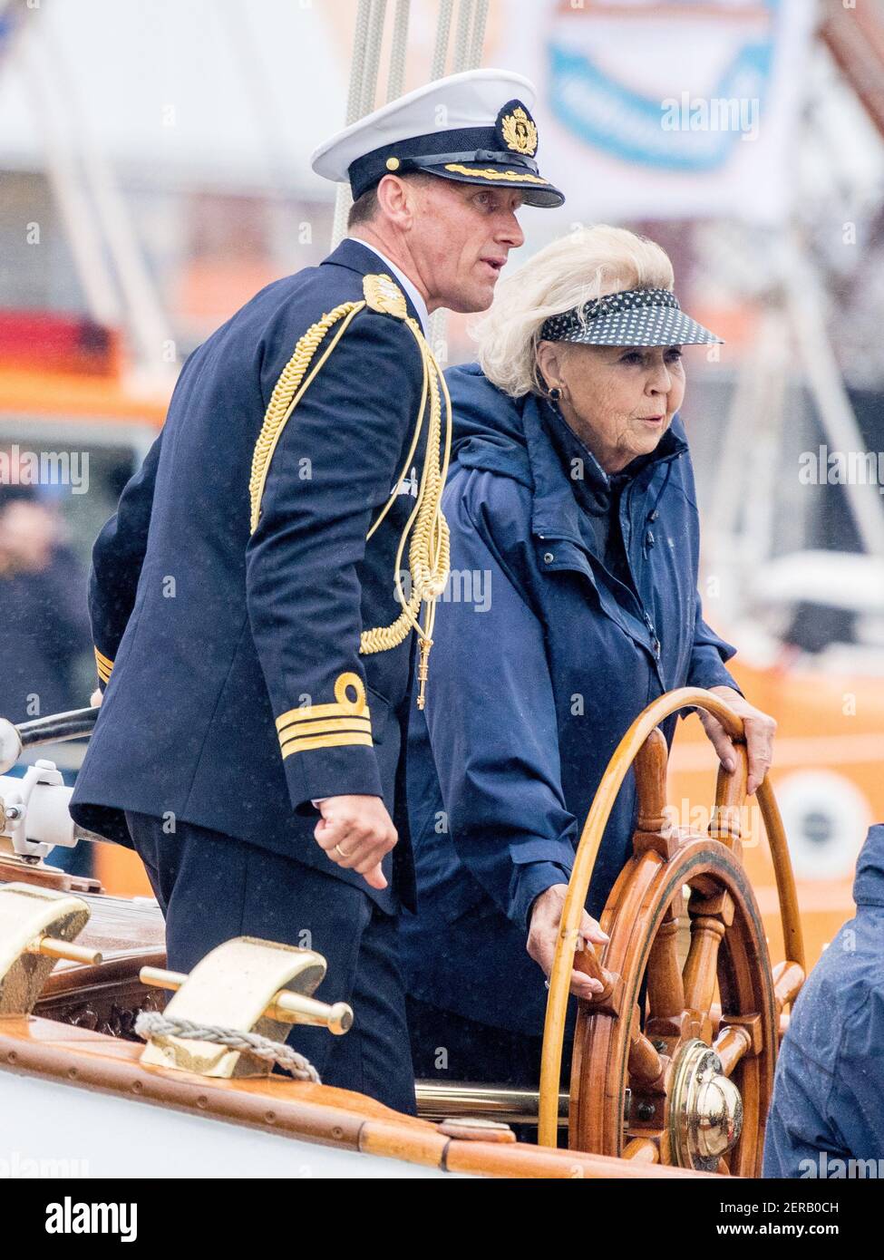 Princess Beatrix sails the Groene Draeck (Green Dragon) during a fleet ...
