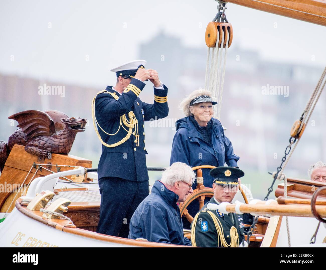 Princess Beatrix sails the Groene Draeck (Green Dragon) during a fleet ...