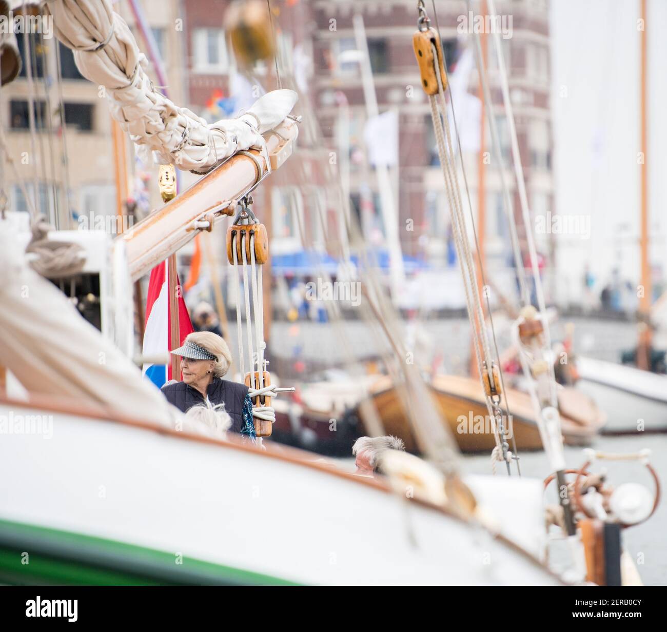 Princess Beatrix sails the Groene Draeck (Green Dragon) during a fleet ...