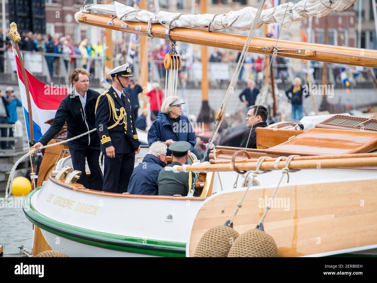Princess Beatrix sails the Groene Draeck (Green Dragon) during a fleet ...