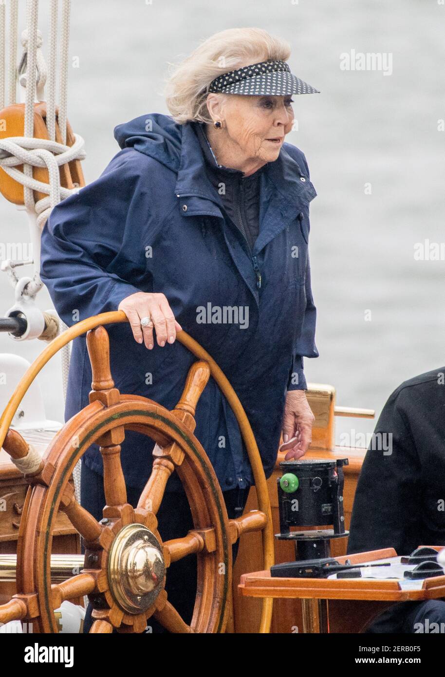 Princess Beatrix sails the Groene Draeck (Green Dragon) during a fleet ...