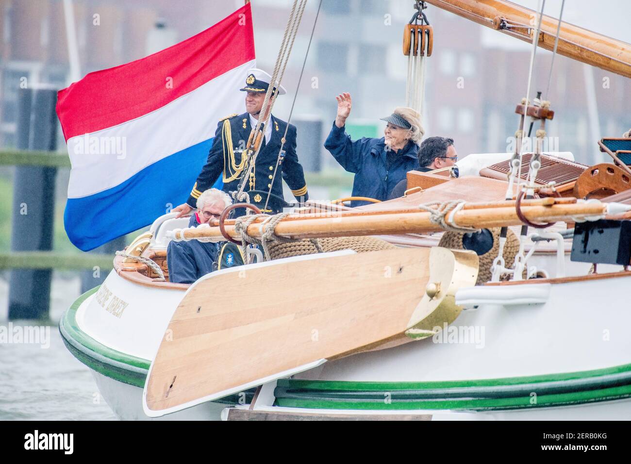 Princess Beatrix sails the Groene Draeck (Green Dragon) during a fleet ...