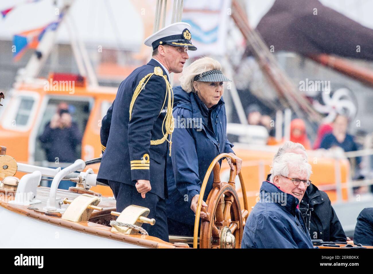 Princess Beatrix sails the Groene Draeck (Green Dragon) during a fleet ...