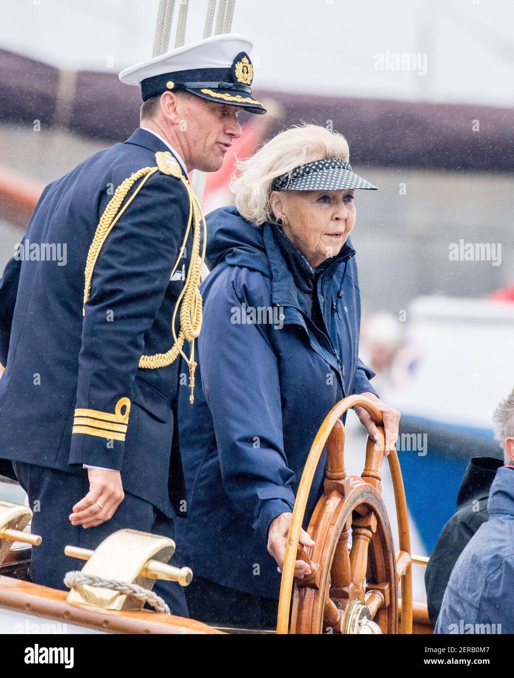 Princess Beatrix sails the Groene Draeck (Green Dragon) during a fleet ...