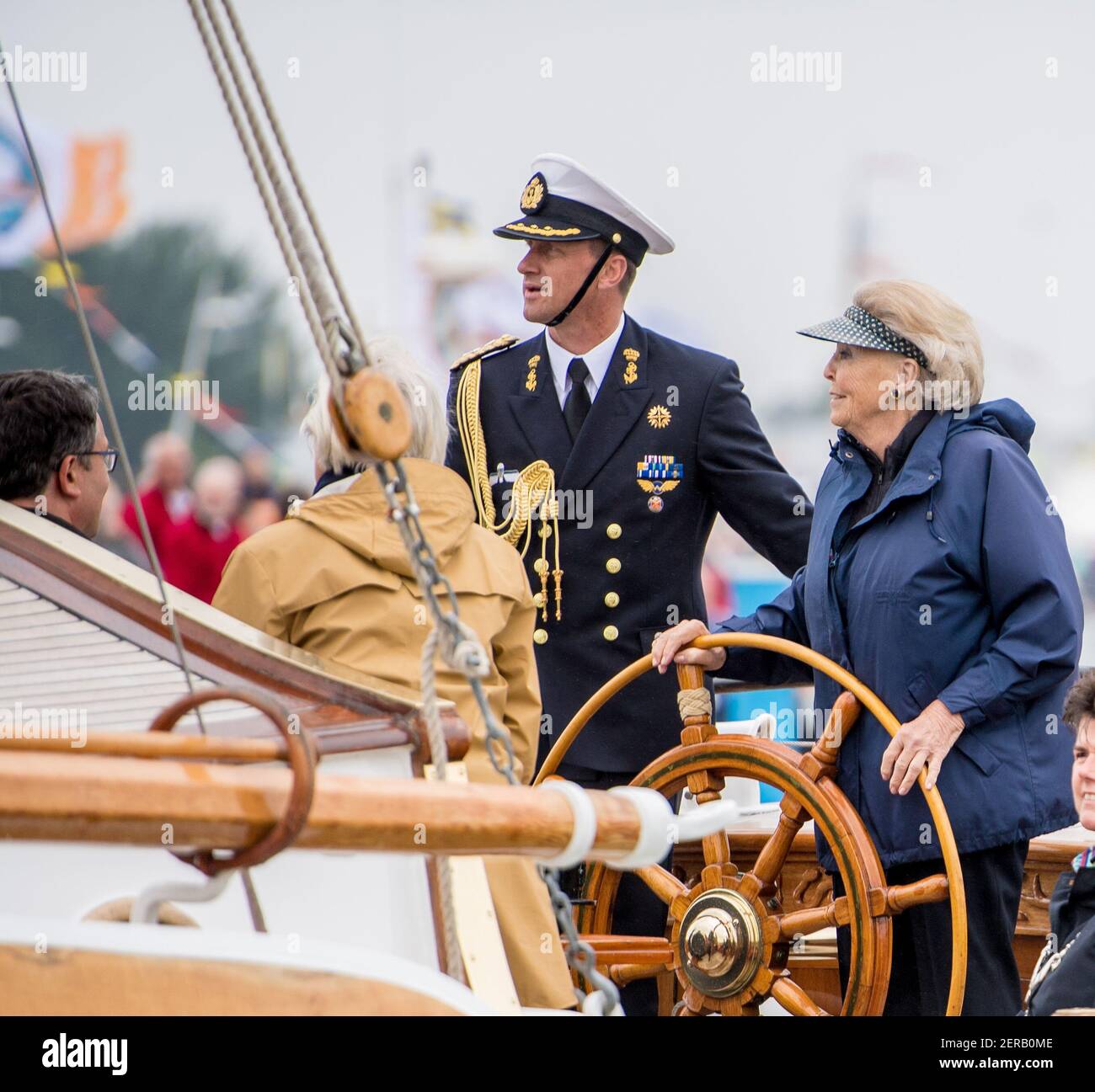 Princess Beatrix sails the Groene Draeck (Green Dragon) during a fleet ...