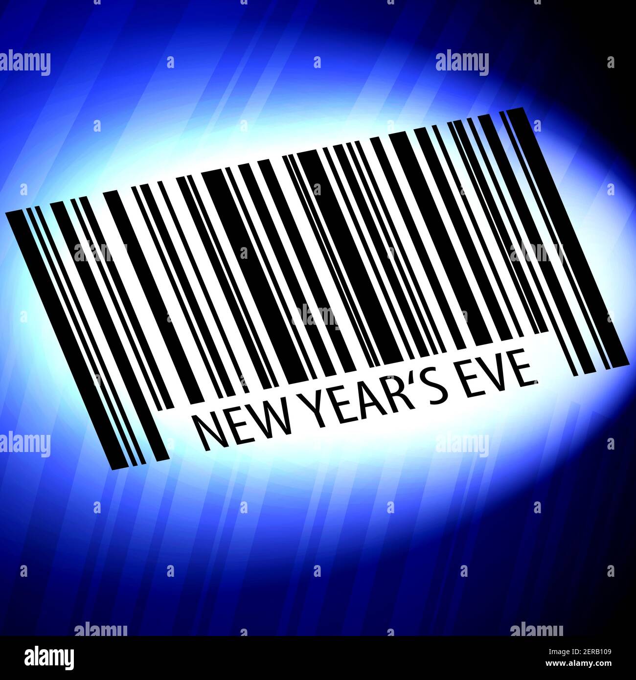 New Year's Eve - barcode with futuristic blue background Stock Photo ...