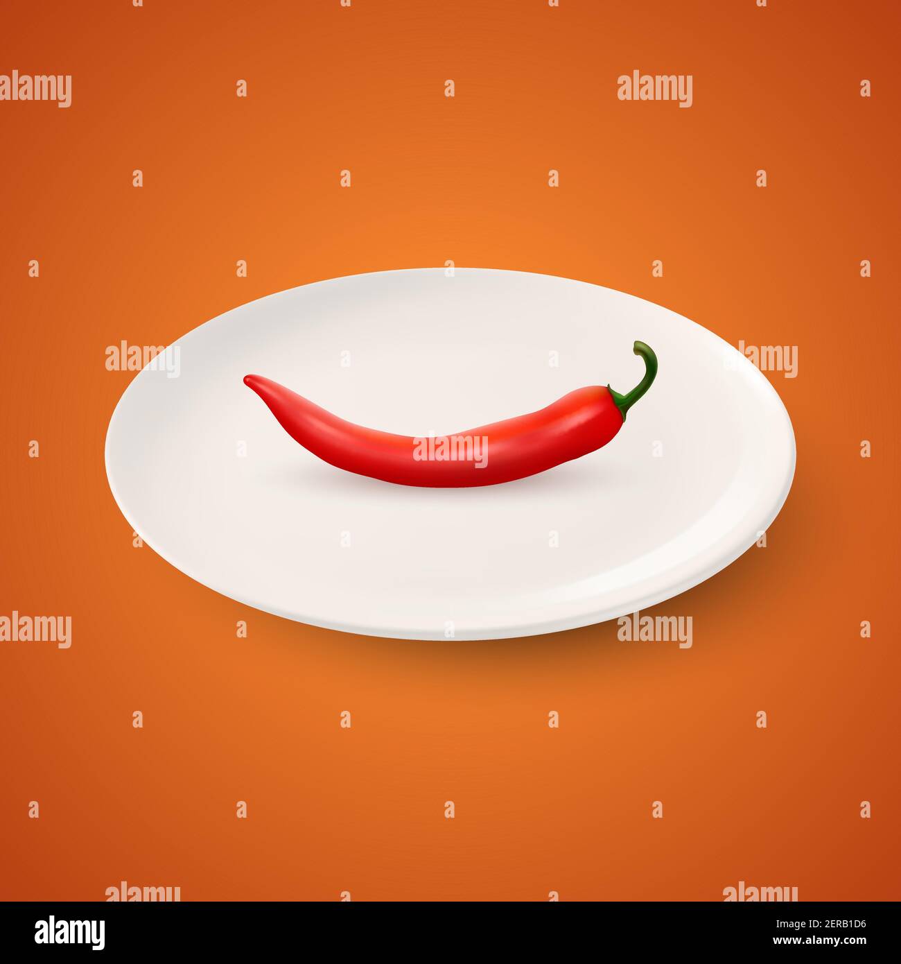 Vector 3d Realistic Red Hot and Spicy Chili Pepper and White Porcelain ...