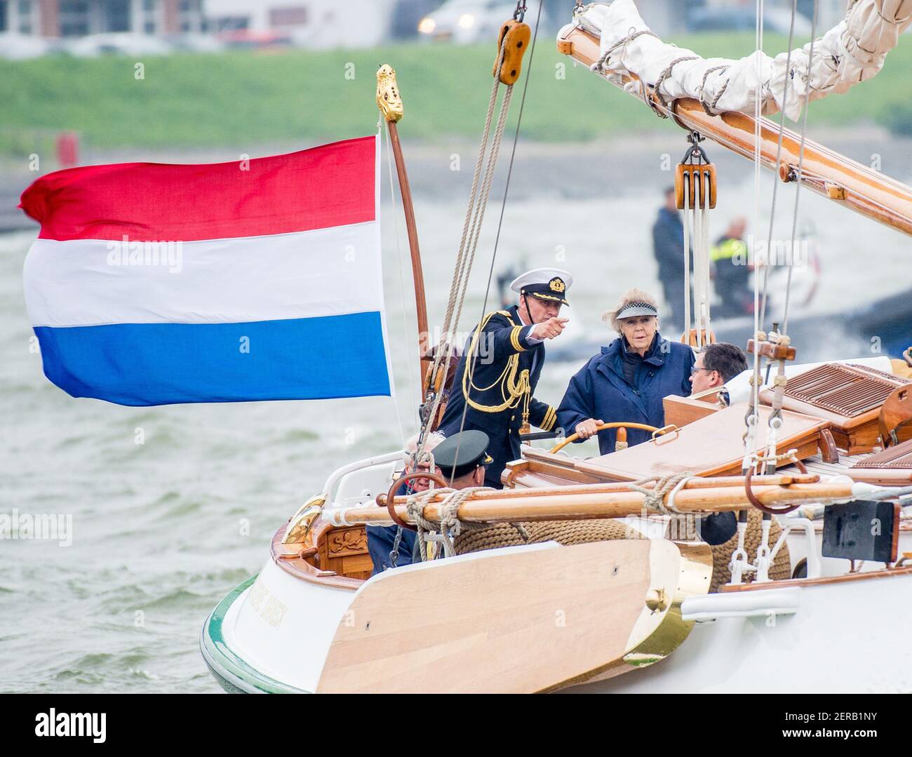 Princess Beatrix sails the Groene Draeck (Green Dragon) during a fleet ...