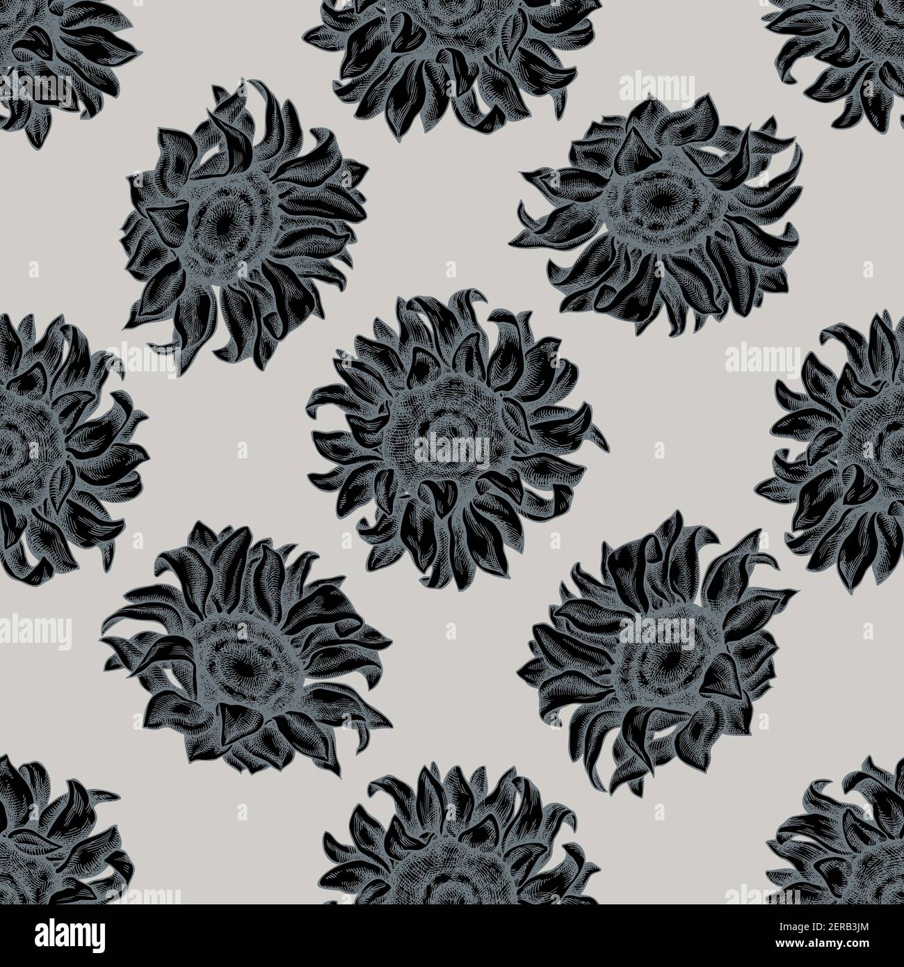 Seamless pattern with hand drawn stylized sunflower Stock Vector Image ...