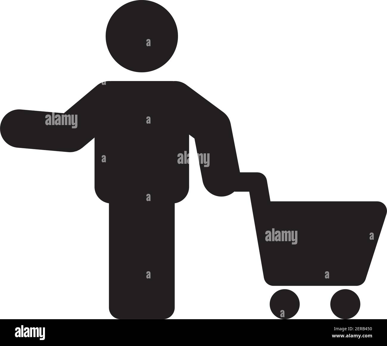 Shopping cart icon vector male person symbol in a flat color glyph ...