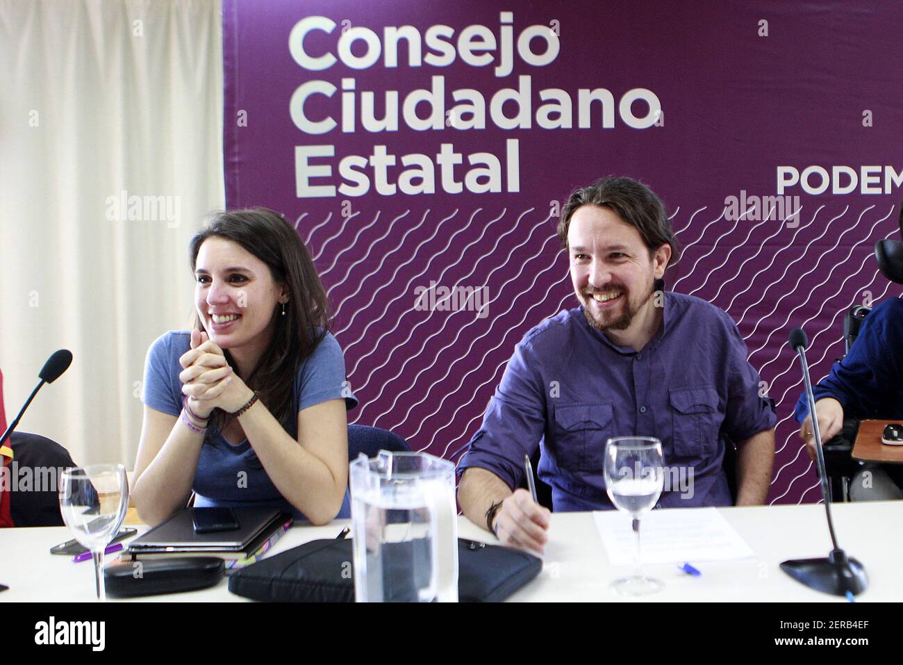 Irene Montero, Speaker in Congress (l) and Pablo Iglesias, General ...
