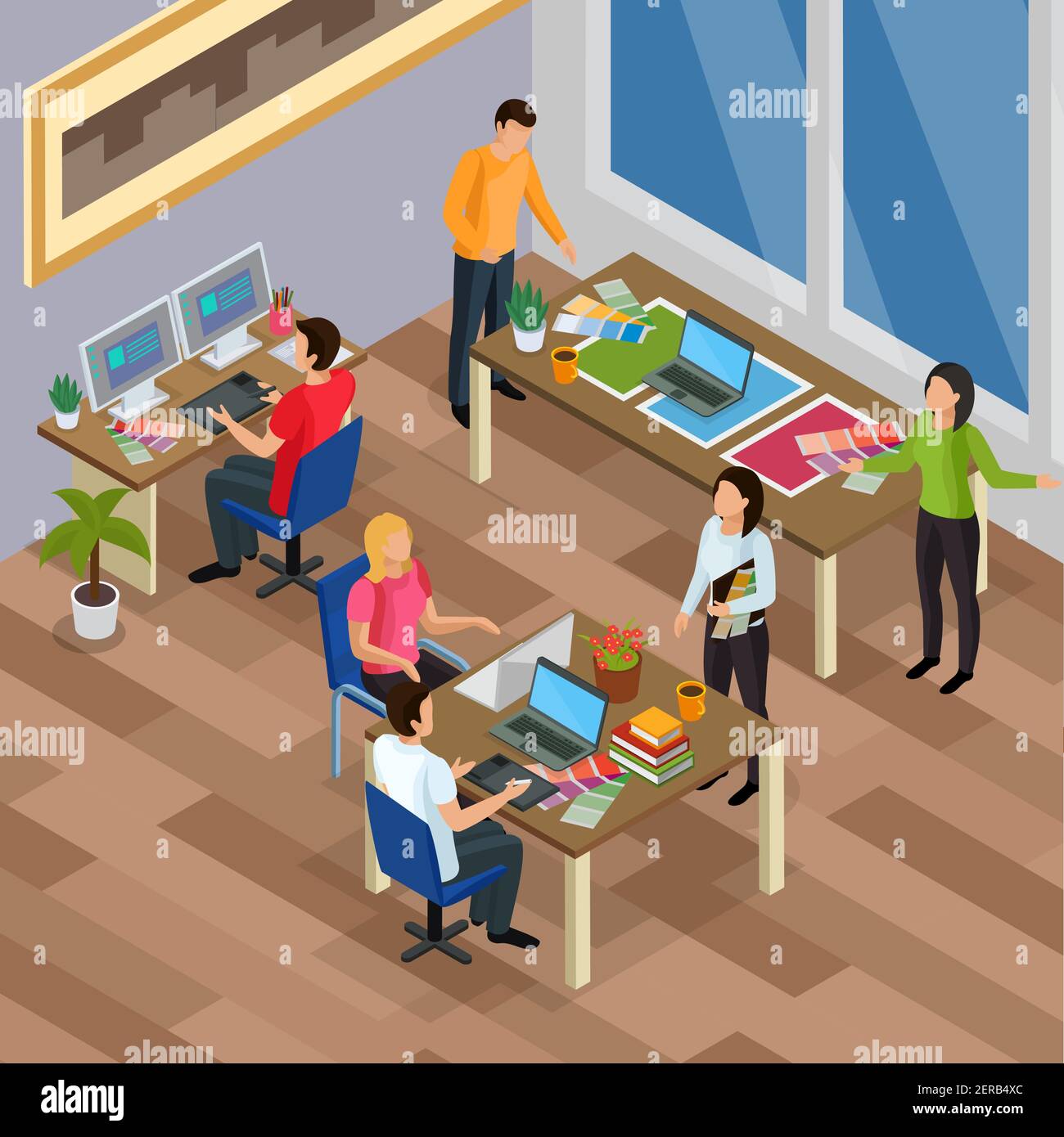 Advertising agency background with ideas development and work symbols ...