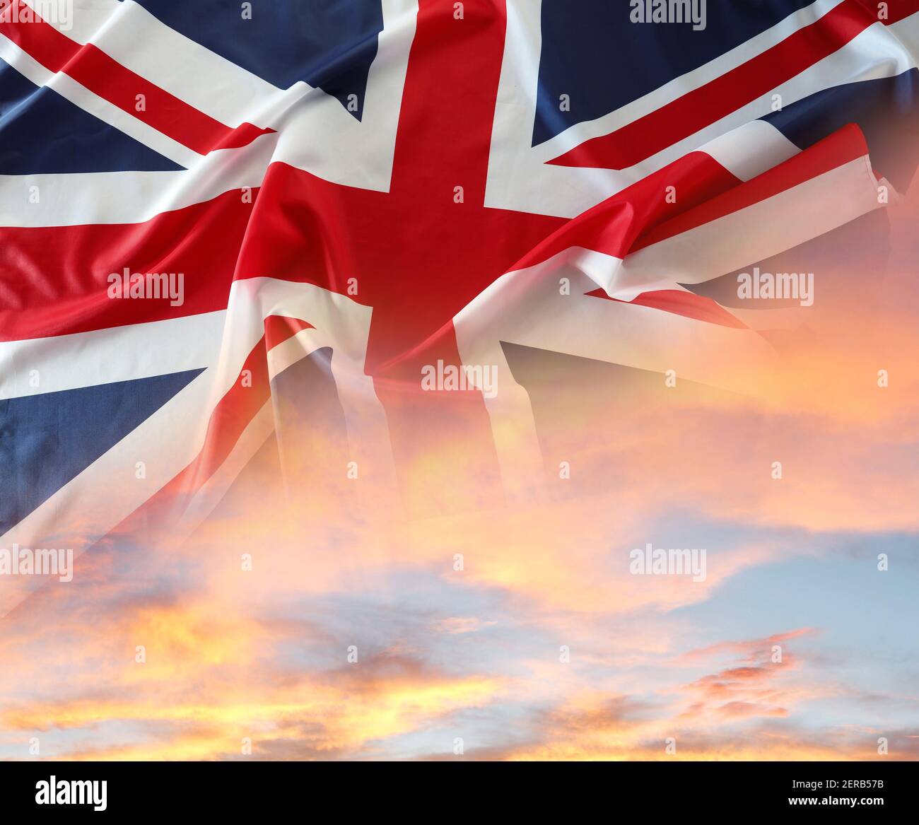 Union Jack flag in bright sky Stock Photo - Alamy