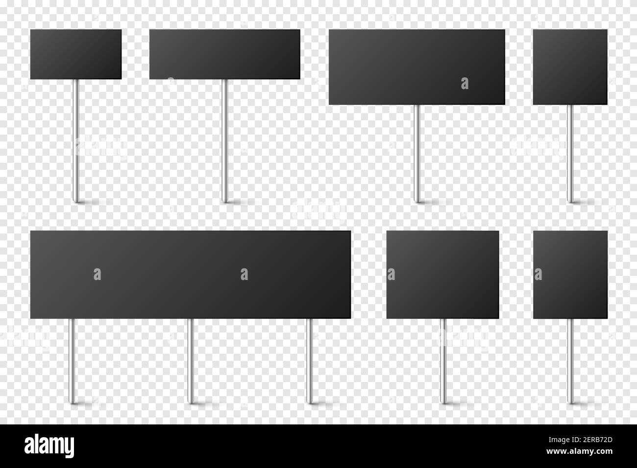 Black blank board with place for text, protest signs set isolated on ...