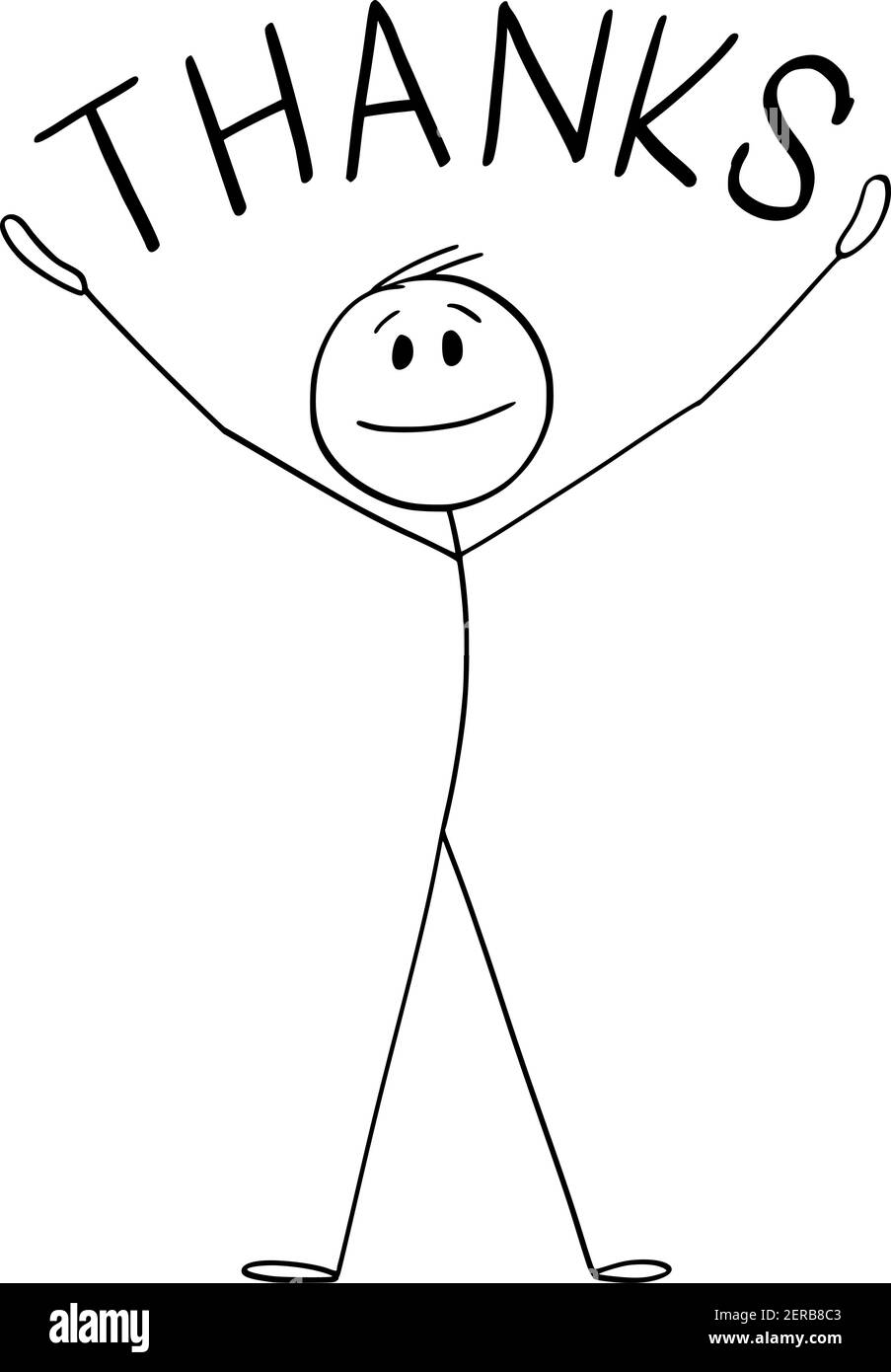 Businessman or man holding big thanks text or sign in hands.Vector ...