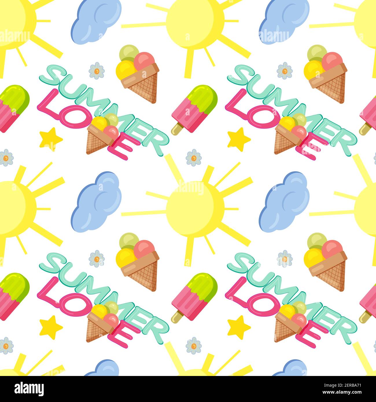 funny summer vector seamless pattern Stock Vector Image & Art - Alamy