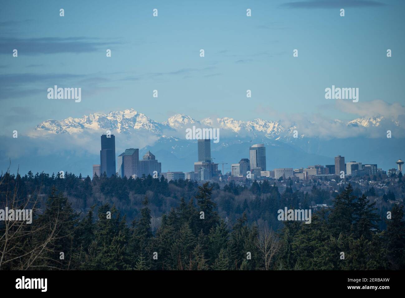Seattle skyline view on sunny winter morning Stock Photo - Alamy