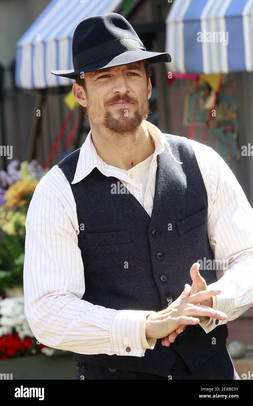 Spanish actor Mario Plagaro during the filming of the TVE series 'El ...