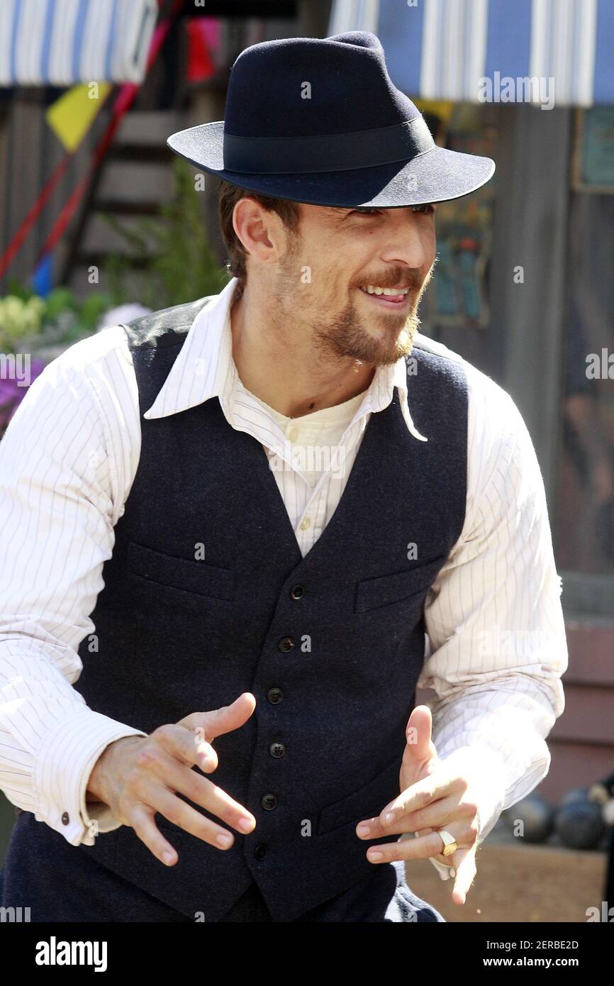 Spanish actor Mario Plagaro during the filming of the TVE series 'El ...