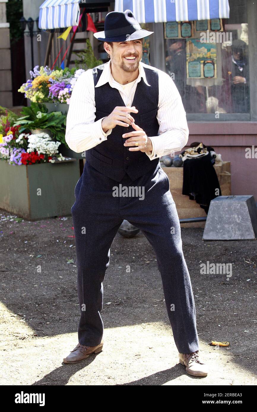 Spanish actor Mario Plagaro during the filming of the TVE series 'El ...