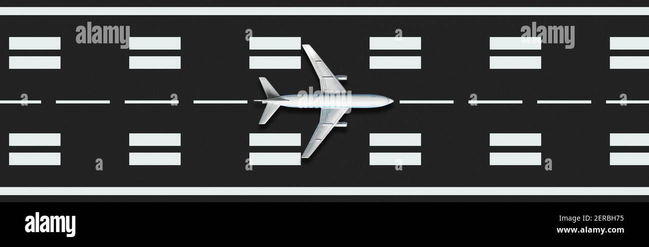 Abstract airplane preparing to take off on the runway Stock Photo - Alamy