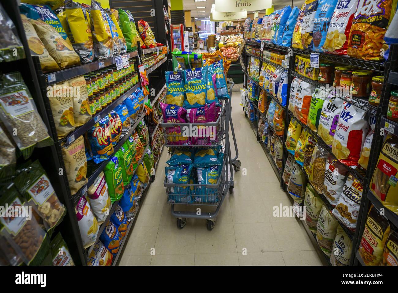 A display of tasty snacks are seen in a supermarket in New York on ...